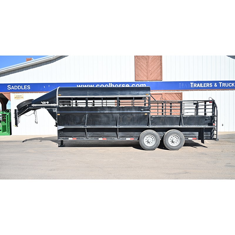 2020 Reyes 6'x20' Half Top Stock Trailer-Black