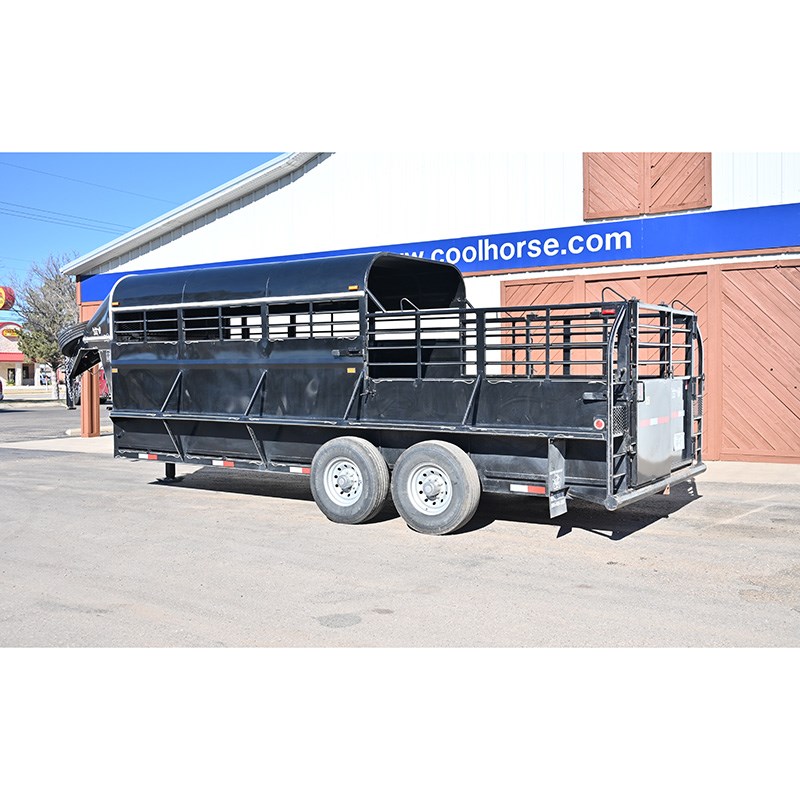 2020 Reyes 6'x20' Half Top Stock Trailer-Black