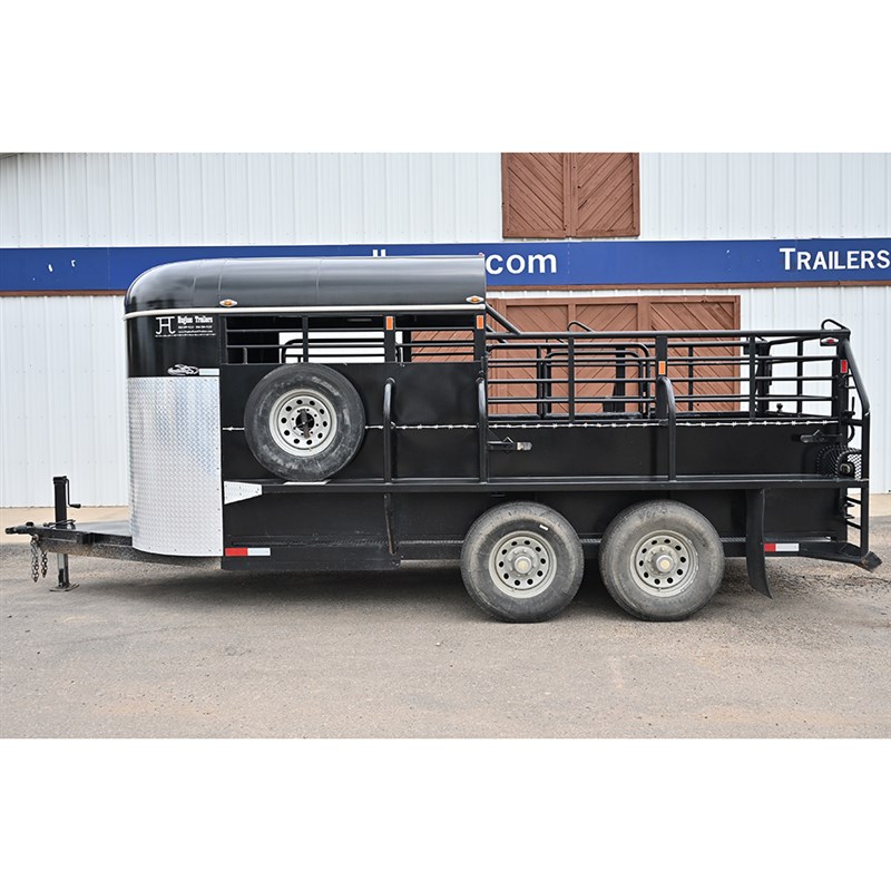 2021 Hughes 5'x16' Half Top Bumper Pull Stock Trailer