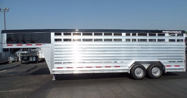 2016 Featherlite 22' Stock Trailer with Full Rear Ramp, Saddle Rack